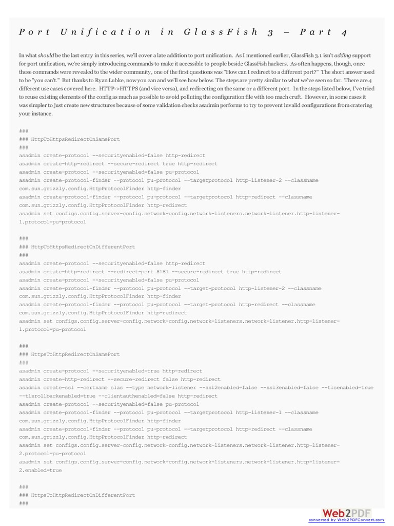 Port Unification in GlassFish 3 - Part 4 | PDF | Cyberspace | Computing