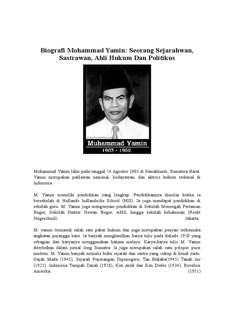 Biografi Singkat Mohammad Yamin | PDF