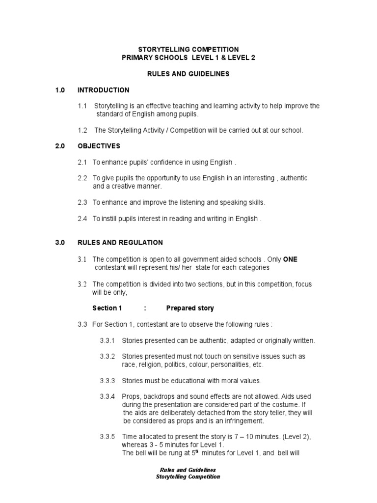 Storytelling Competition Rules N Regulations | PDF | Storytelling ...