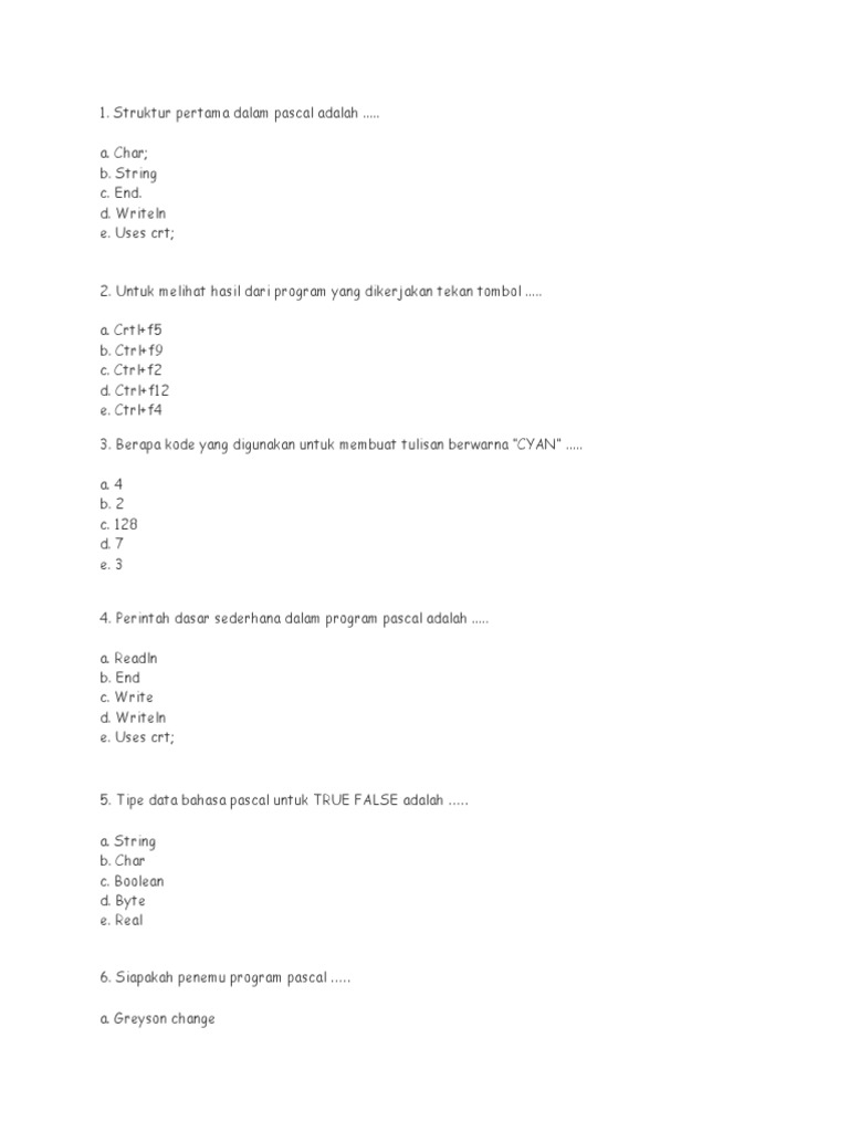 Latihan Pascal | PDF
