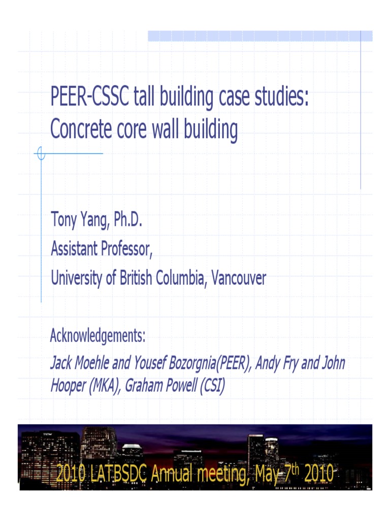 PEER-CSSC Tall Building Case Studies: Concrete Core Wall Building | PDF ...