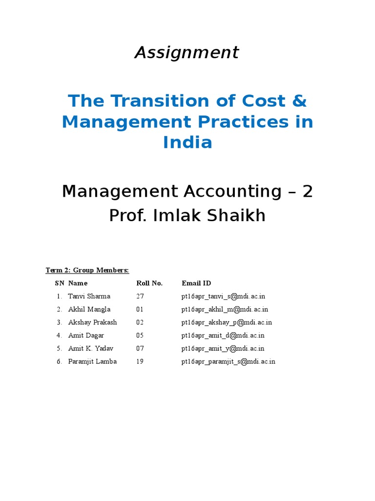 Manac Project Ver 2 | PDF | Management Accounting | Cost Accounting