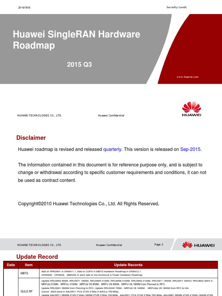 SingleRAN Hardware Roadmap (2015Q3) PDF | PDF | Lte (Telecommunication ...