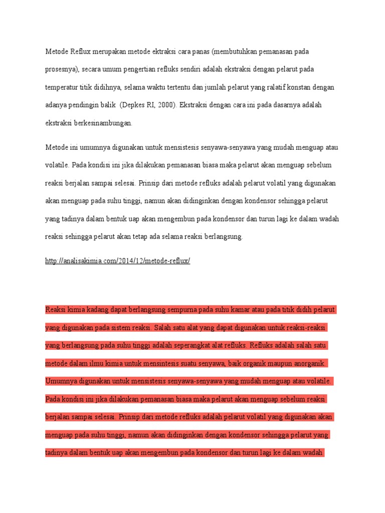 Ekstraksi Menggunakan Metode Refluks | PDF
