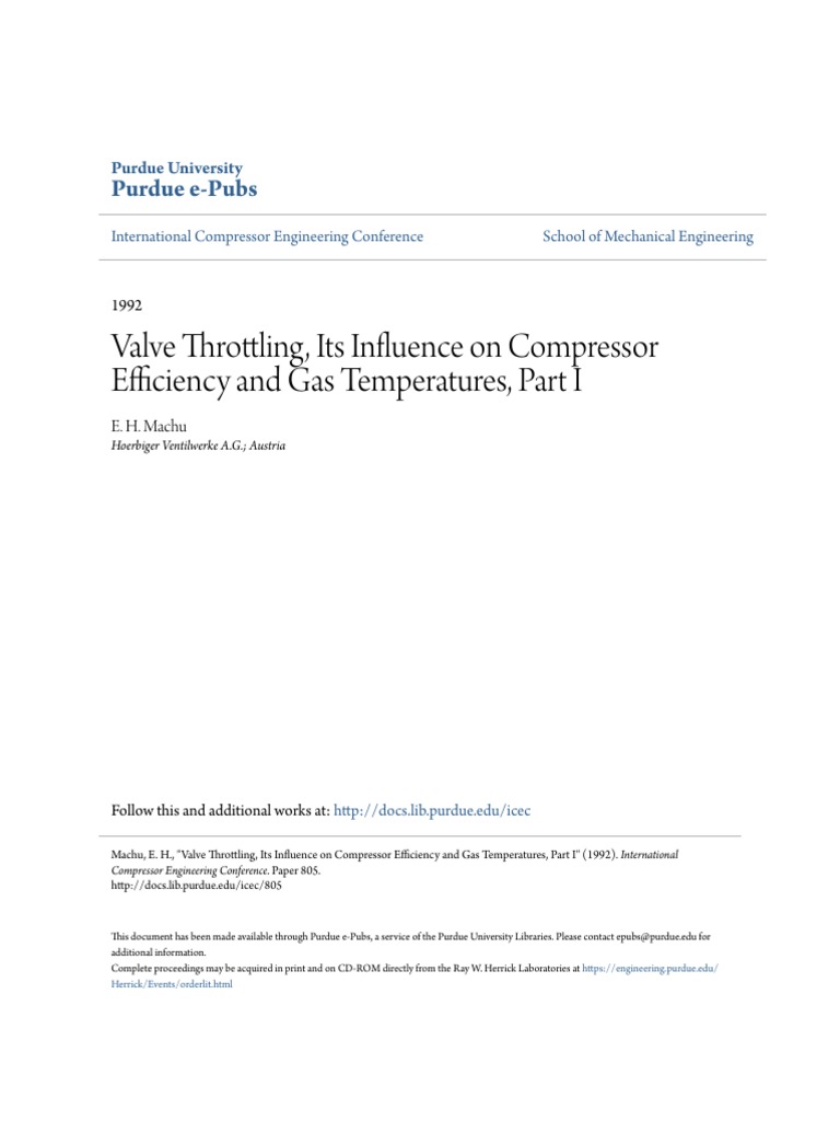 Valve Throttling Its Influence On Compressor Efficiency and Gas PDF | PDF