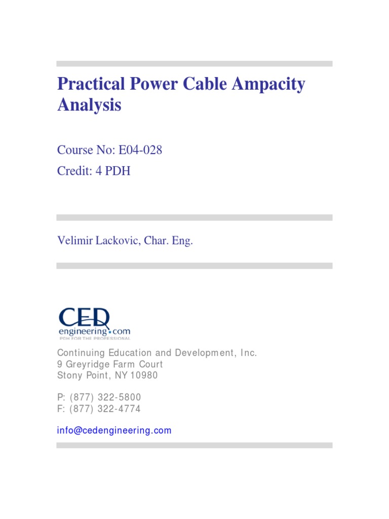 Practical Power Cable Ampacity Analysis 2774 Pdf Electrical