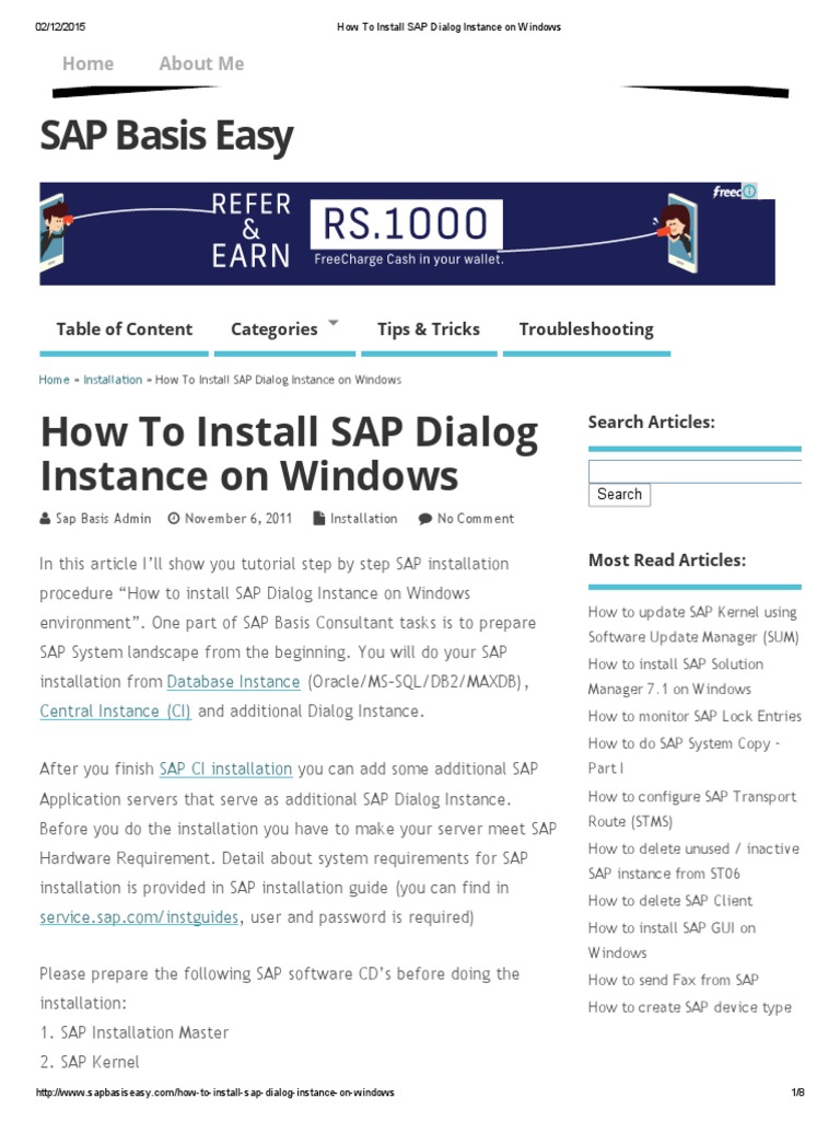 How To Install SAP Dialog Instance On Windows | PDF | Installation (Computer Programs) | Oracle ...