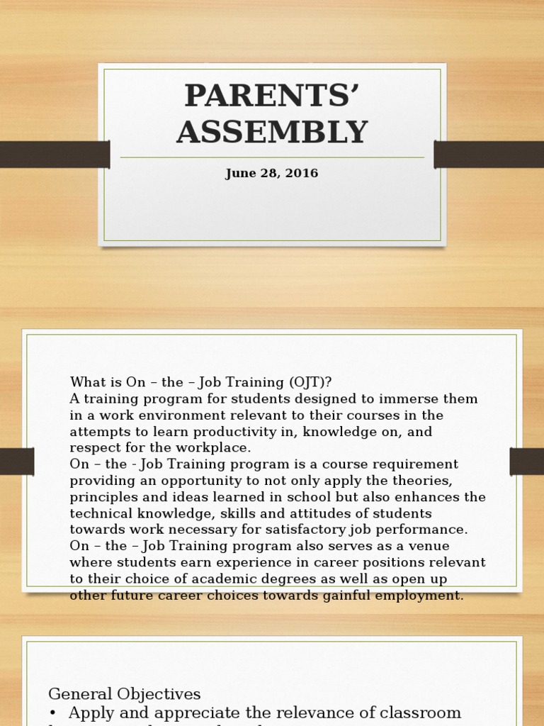 Parents' Assembly | PDF | Internship | Job Hunting