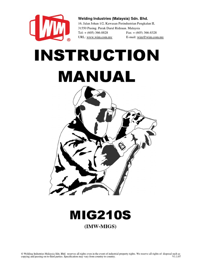 Instruction Manual: MIG210S | PDF | Welding | Construction