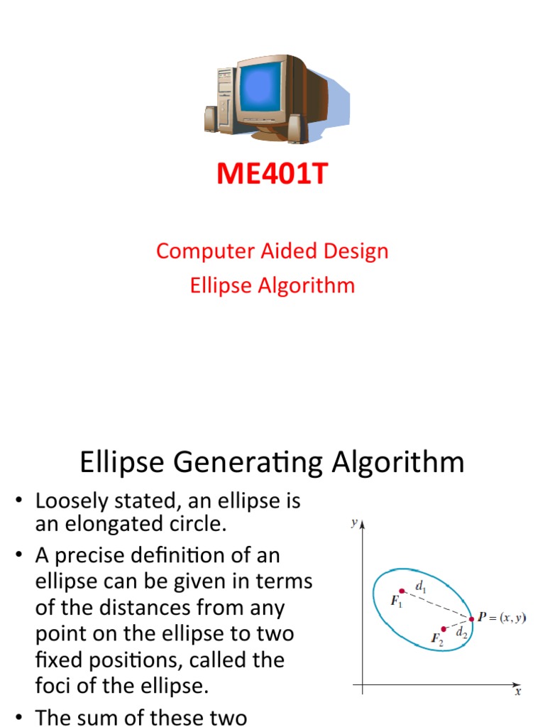 ME401T CAD Ellipse Algorithm - 5 | PDF | Ellipse | Cartesian Coordinate ...