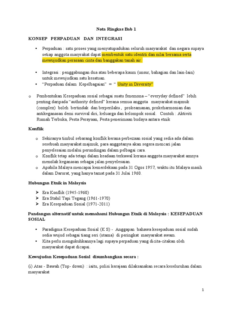 Nota Ringkas Bab 1 | PDF