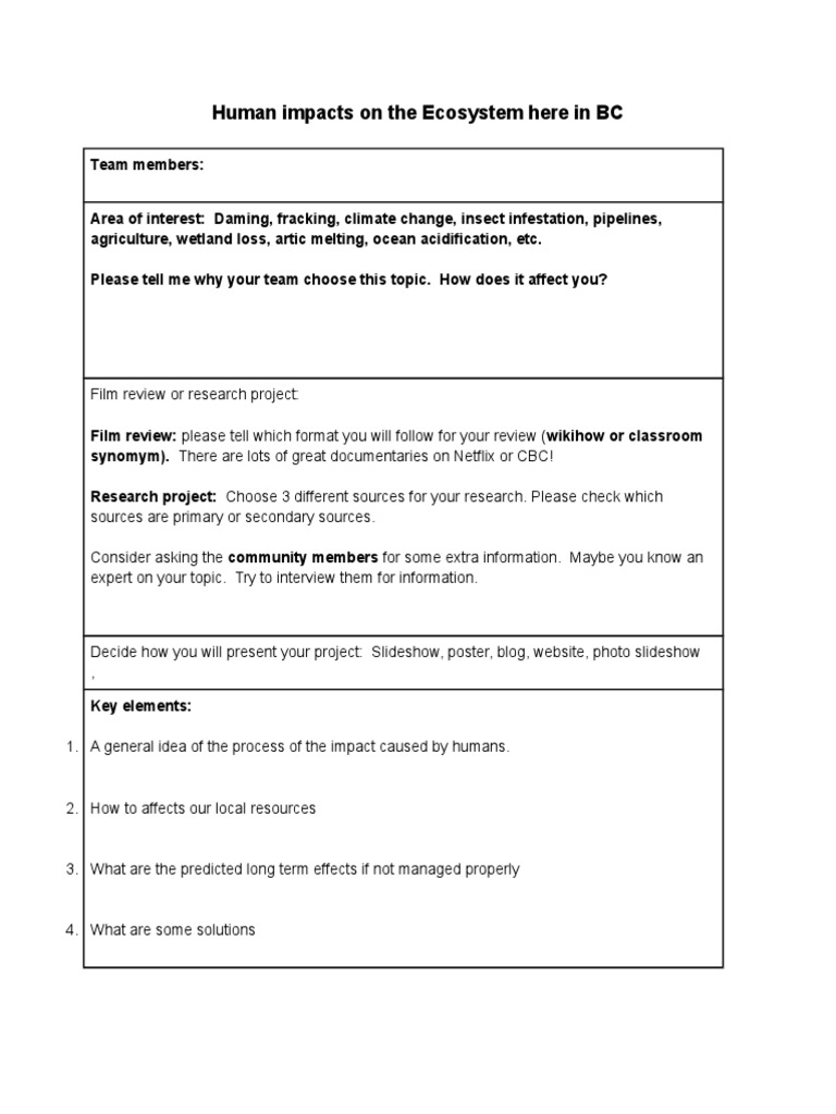 Human Impact on BC Ecosystems | PDF