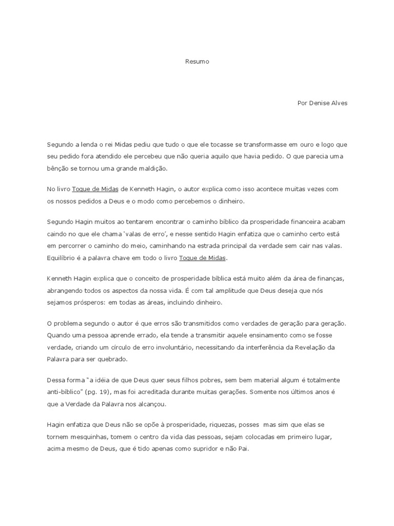 Resumo Toque de Midas | PDF | Jesus | Deus