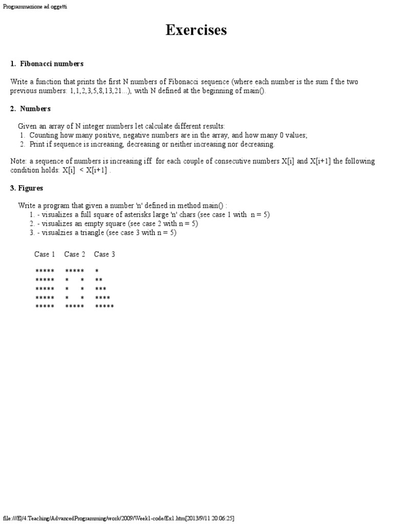 Exercises: 1. Fibonacci Numbers | PDF