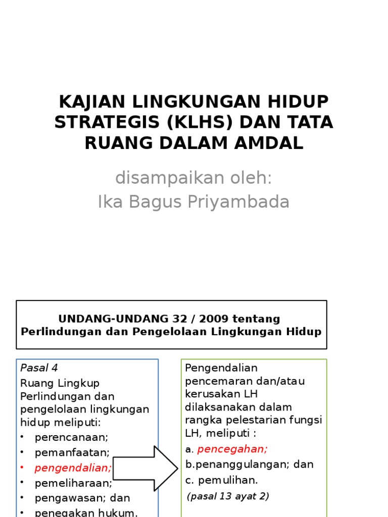 Klhs Dan Tata Ruang Dalam Amdal | PDF