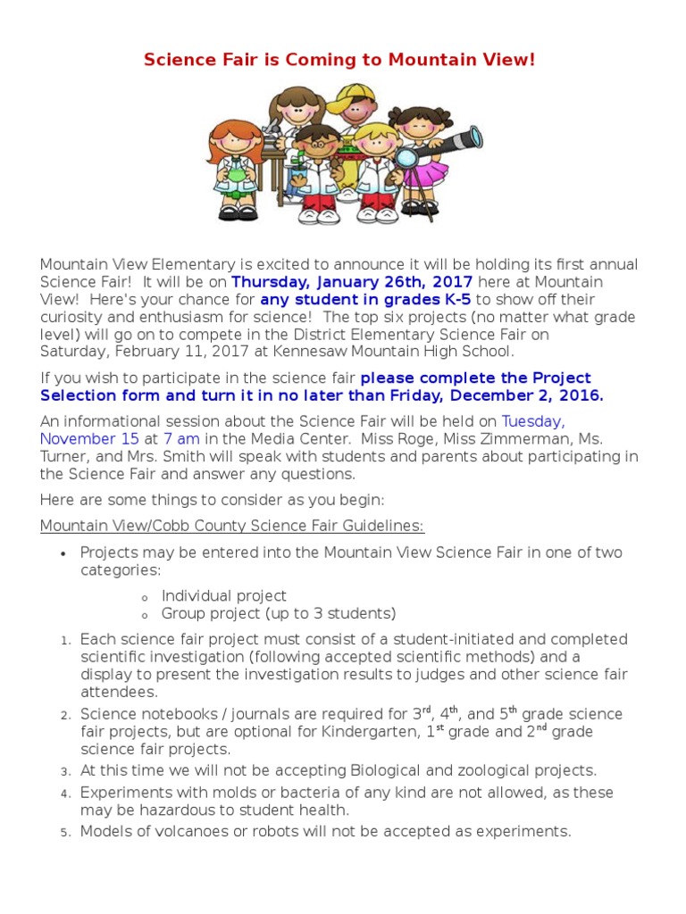 Science Fair Letter | PDF | Data | Experiment