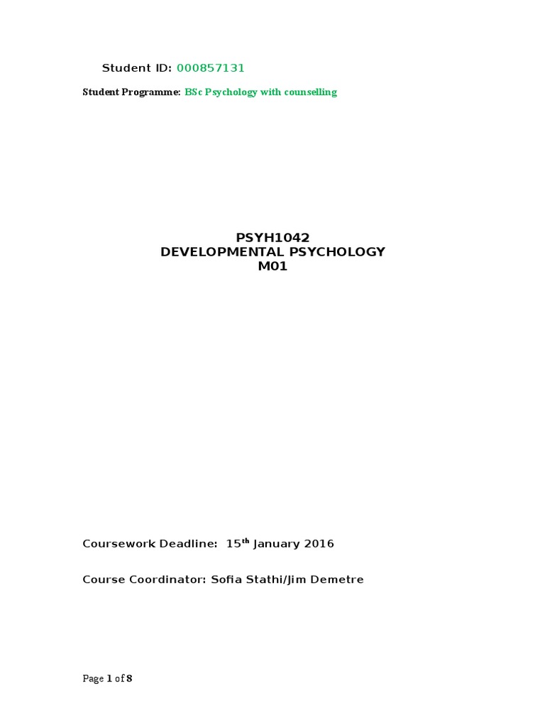PSYC0043 Developmental Portfolio | PDF | Twin | Adolescence