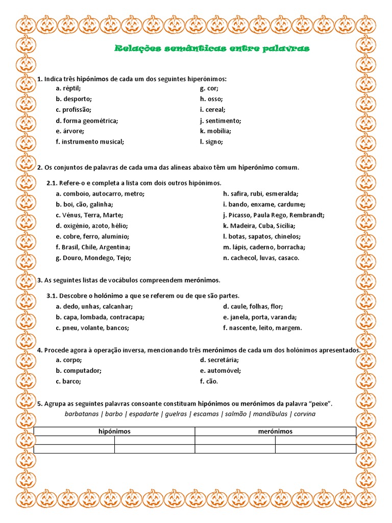 Holónimos e Hiperónimos | PDF