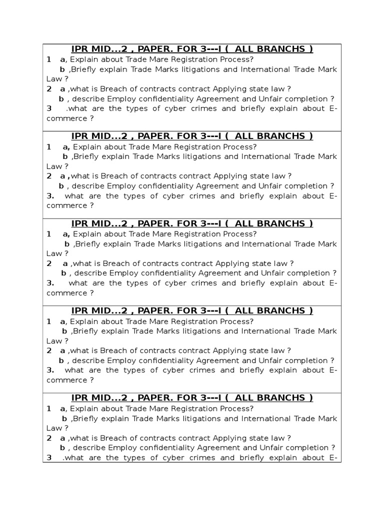 Ipr Mid... 2, Paper. For 3 - I (All Branchs) | PDF
