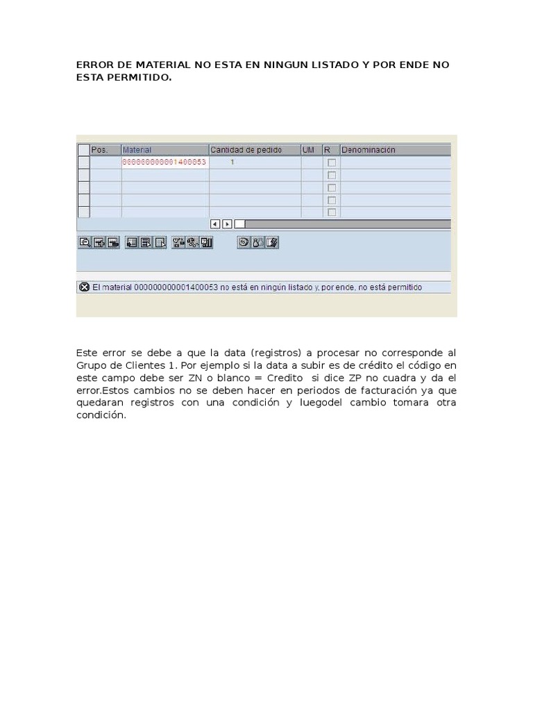 Error de Material por Código Incorrecto | PDF