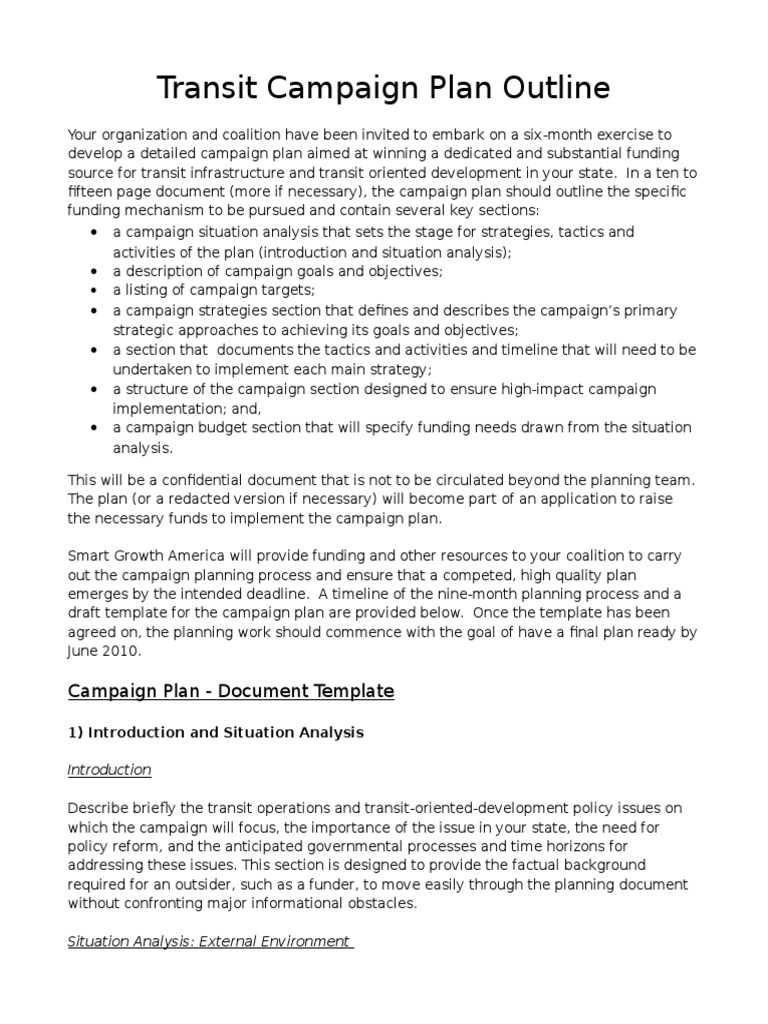 Campaign Plan Outline | PDF | Strategic Management | Goal