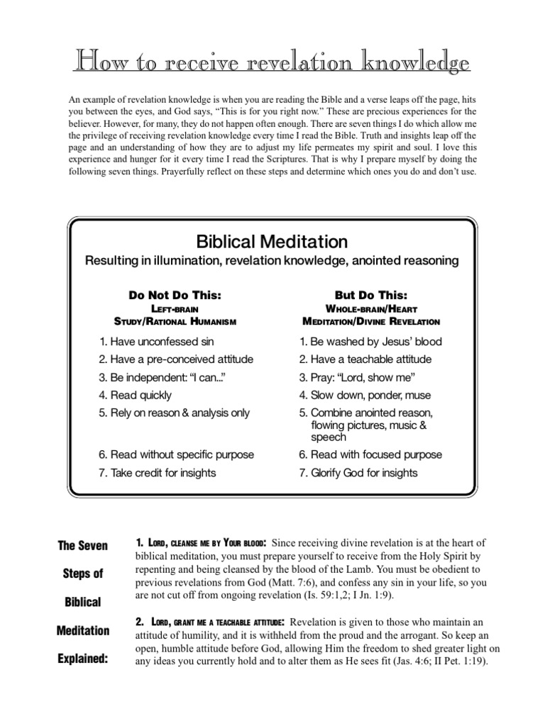 How To Receive Revelation Knowledge PDF | PDF | Revelation | Meditation