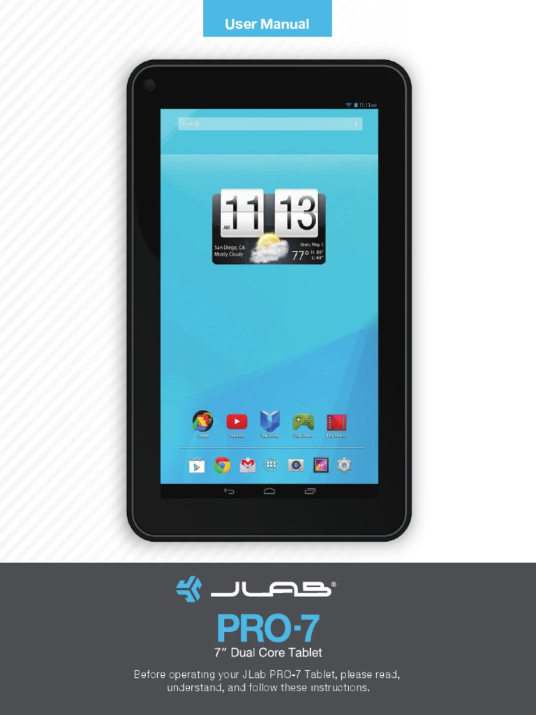 JLab PRO-7 Tablet User Manual | PDF | Email | Icon (Computing)