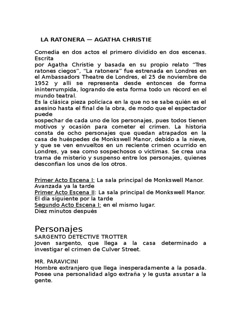 La Ratonera - Agatha Cristhie