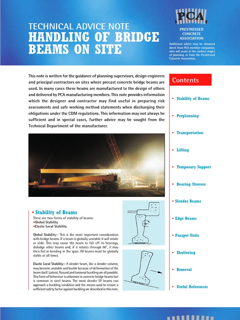 PCA Technical and Advice Note Handling of Bridge Beams at Site | PDF ...