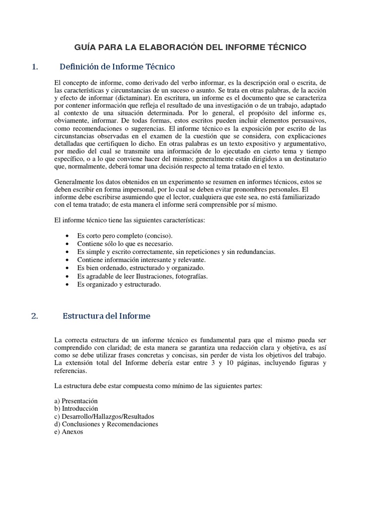 Guía Para La Elaboración Del Informe Técnico[1] | Conocimiento ...