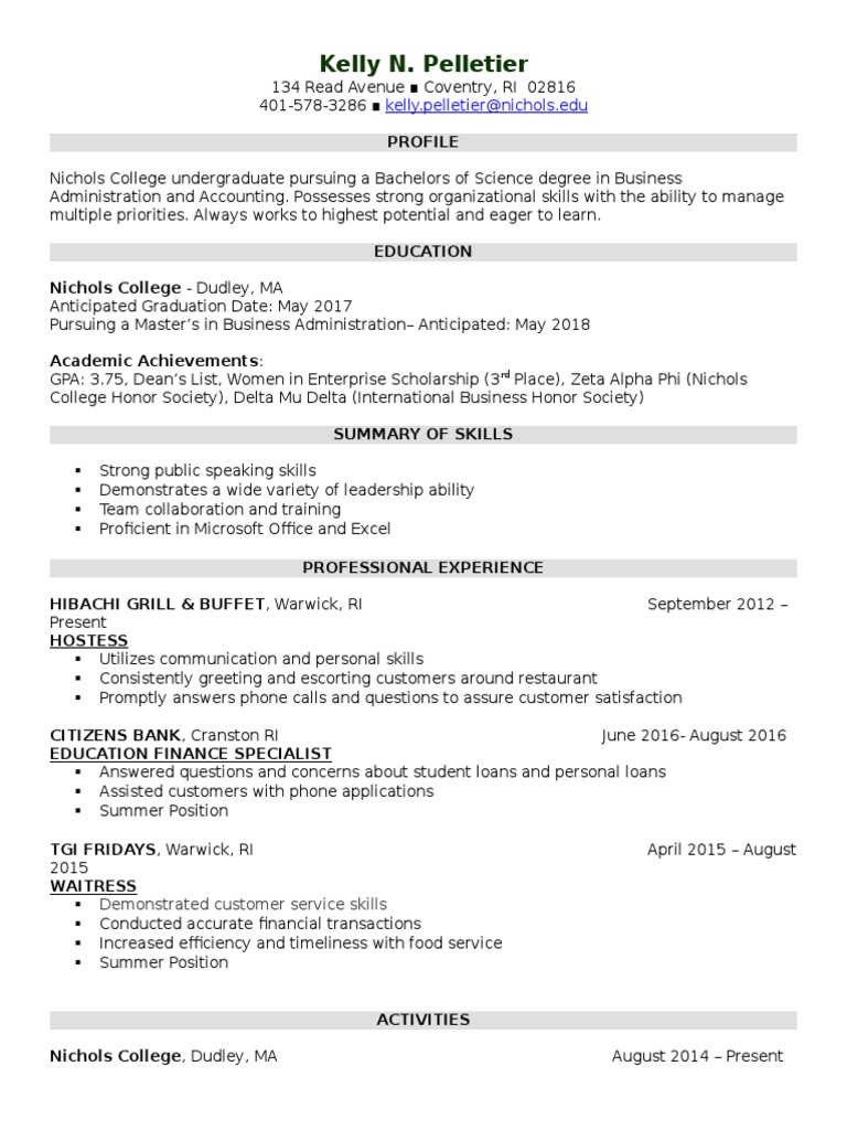 Kellys Current Resume | PDF | Behavior Modification | Cognition