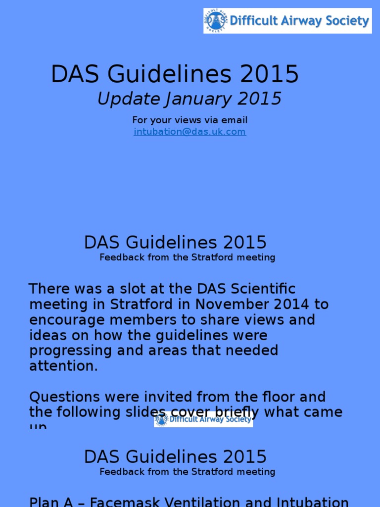 DAS Intubation Guidelines 2015 Update3 | PDF | Wellness | Medical