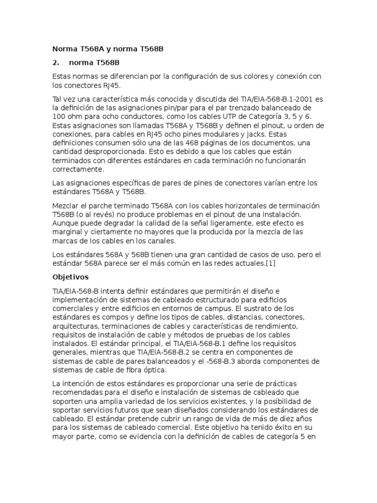 Norma T568A y Norma T568B | PDF | Tecnología digital | Tecnología de medios