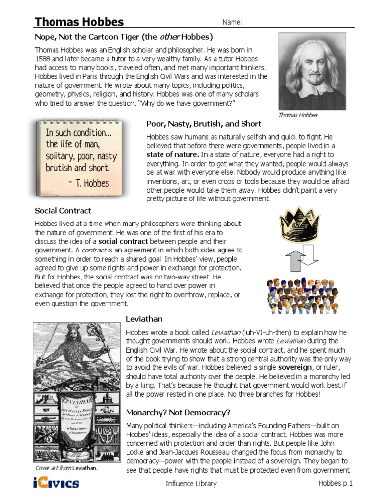 Icivics Hobbes | PDF | Leviathan (Book) | Thomas Hobbes