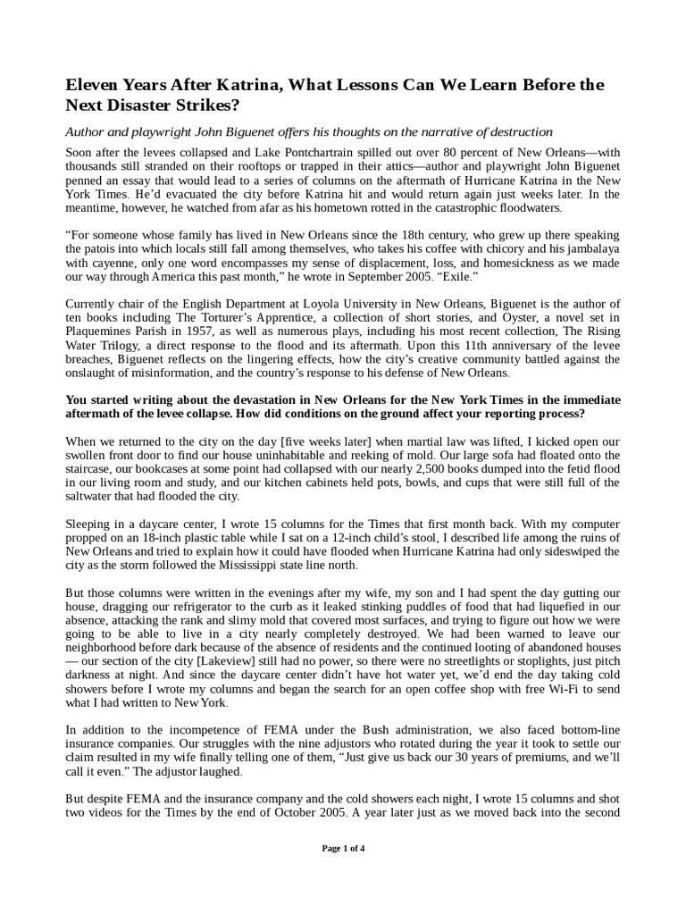 Lessons from Katrina's Aftermath | PDF | Hurricane Katrina | New Orleans