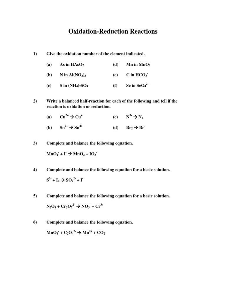 Oxidation-Reduction Reactions Explained | PDF