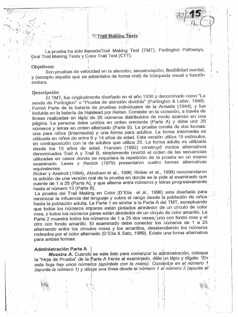 Trail Making Test | PDF