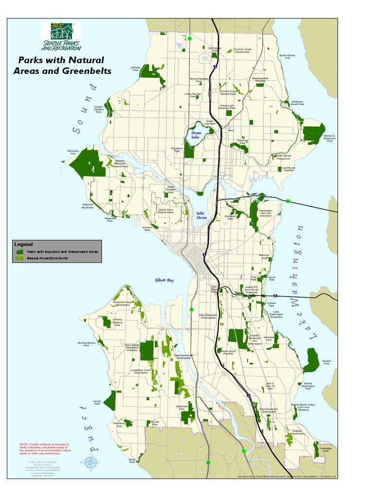 Map of Seattle Parks With Natural Areas and Greenbelts