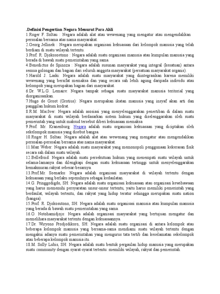 Definisi Pengertian Negara Menurut para Ahli | PDF | Politik