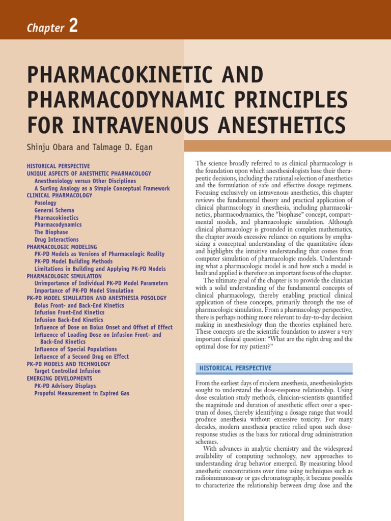 2 PK PD Principles Intravenous Anesthesia | PDF | Pharmacokinetics ...