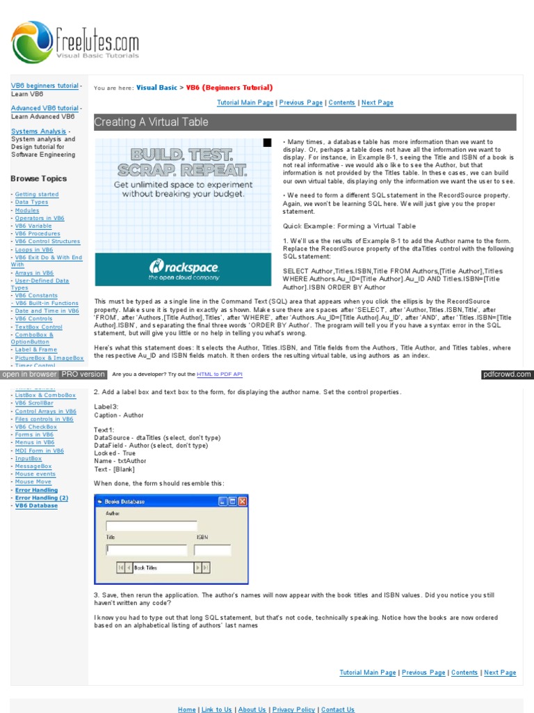 Creating A Virtual Table | PDF | C (Programming Language) | Sql
