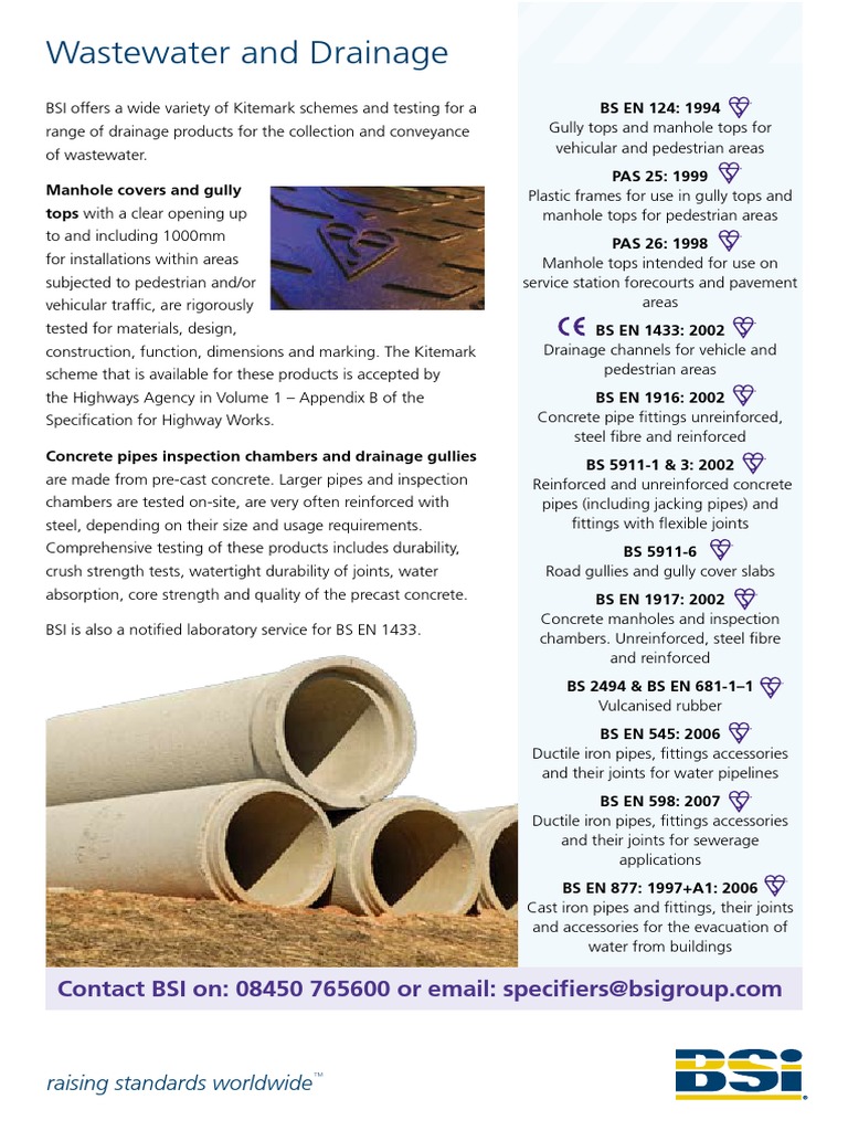 BSI Wastewater and Drainage Standards List | PDF | Pipe (Fluid ...