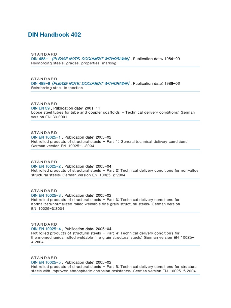 Din Handbook 402 | PDF | Structural Steel | Rolling (Metalworking)