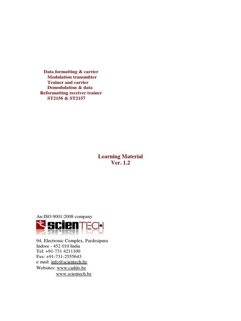 Data Formatting & Carrier Modulation Transmitter Trainer and Carrier Demodulation & Data ...