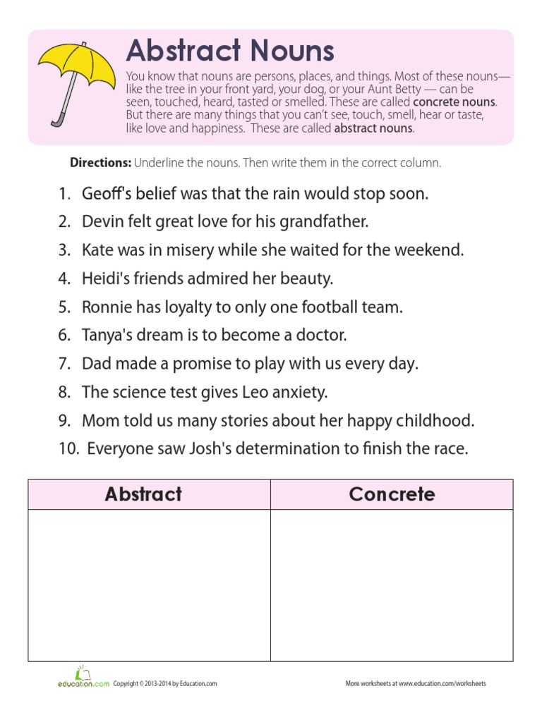 Abstract Nouns | PDF