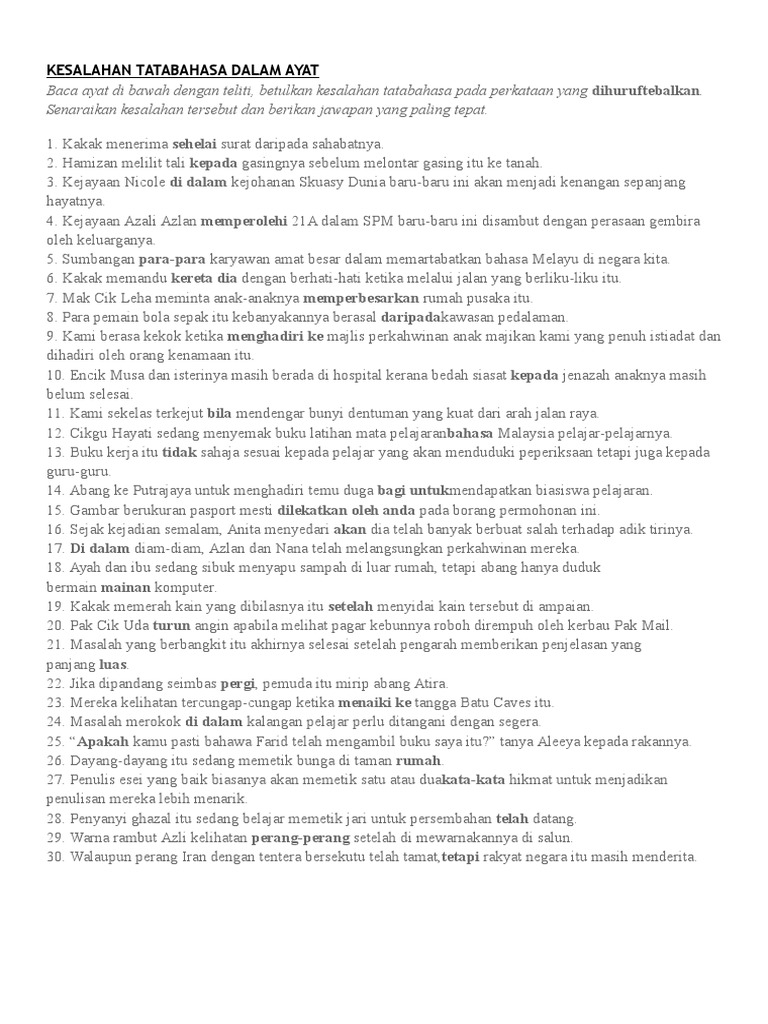 Kesalahan Tatabahasa Dalam Ayat Pdf