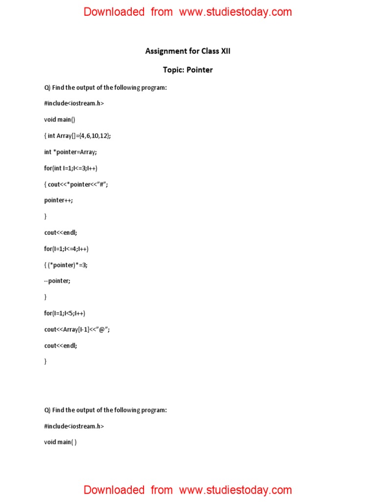 CBSE Class 12 Computer Science - Pointer | Download Free PDF | Pointer ...