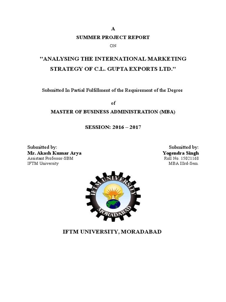 ''Analysing The International Marketing Strategy of C.L. Gupta Exports ...