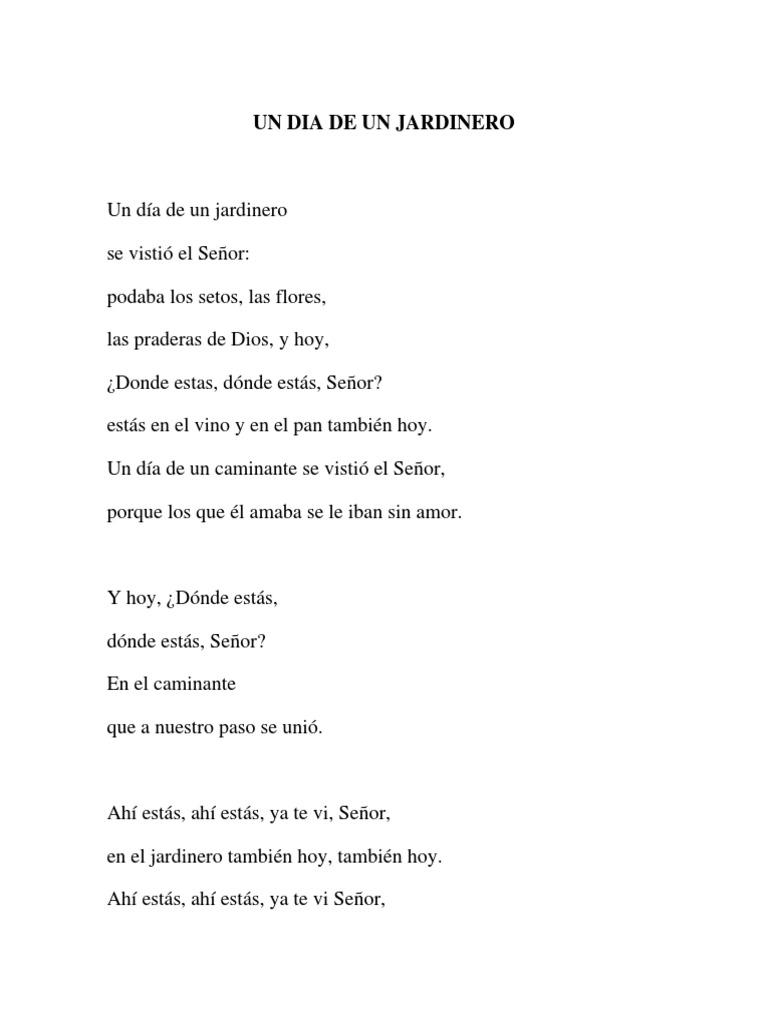 Un Dia De Un Jardinero Pdf Religión Y Creencia