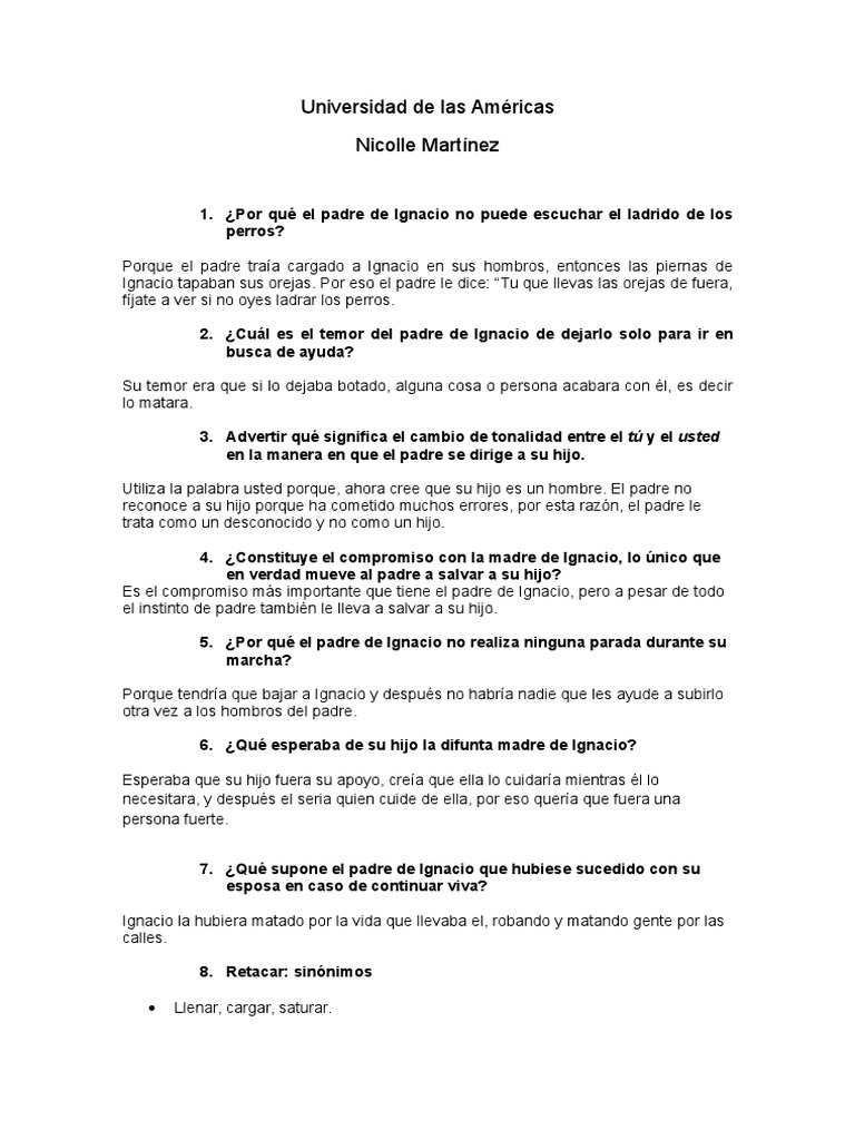 Cuestionario No Oyes Ladrar Los Perros | PDF